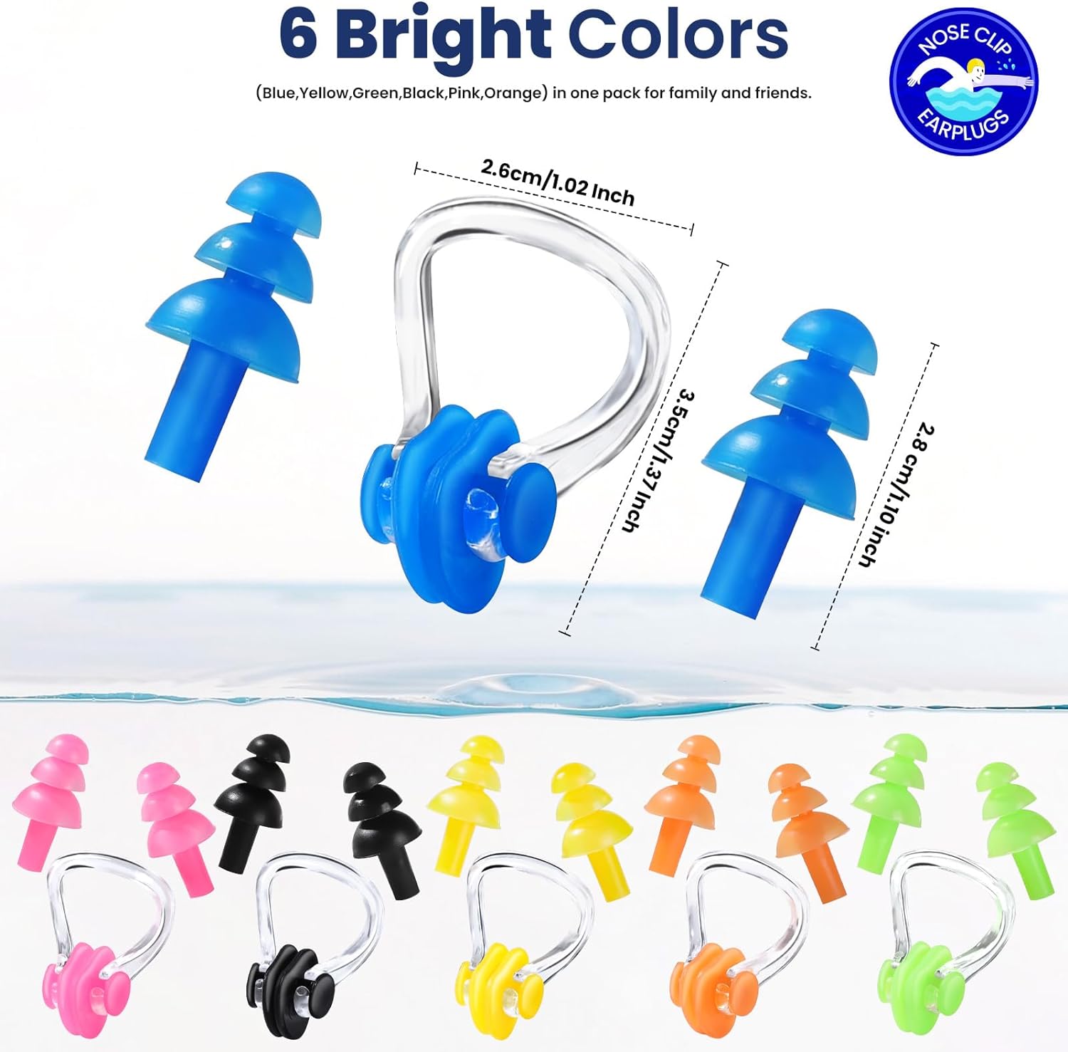 Nose Clips Waterproof Swimming Nose Plugs Earplugs for Adults Kids ...